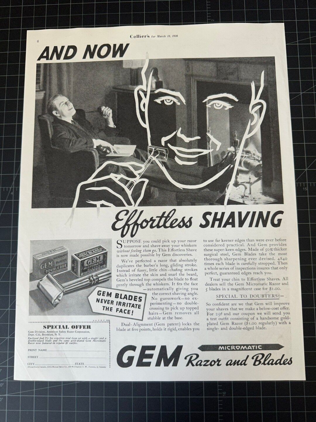 Vintage 1936 Gem Razor Blades Print Advintage Retro Gift Decor - Etsy
