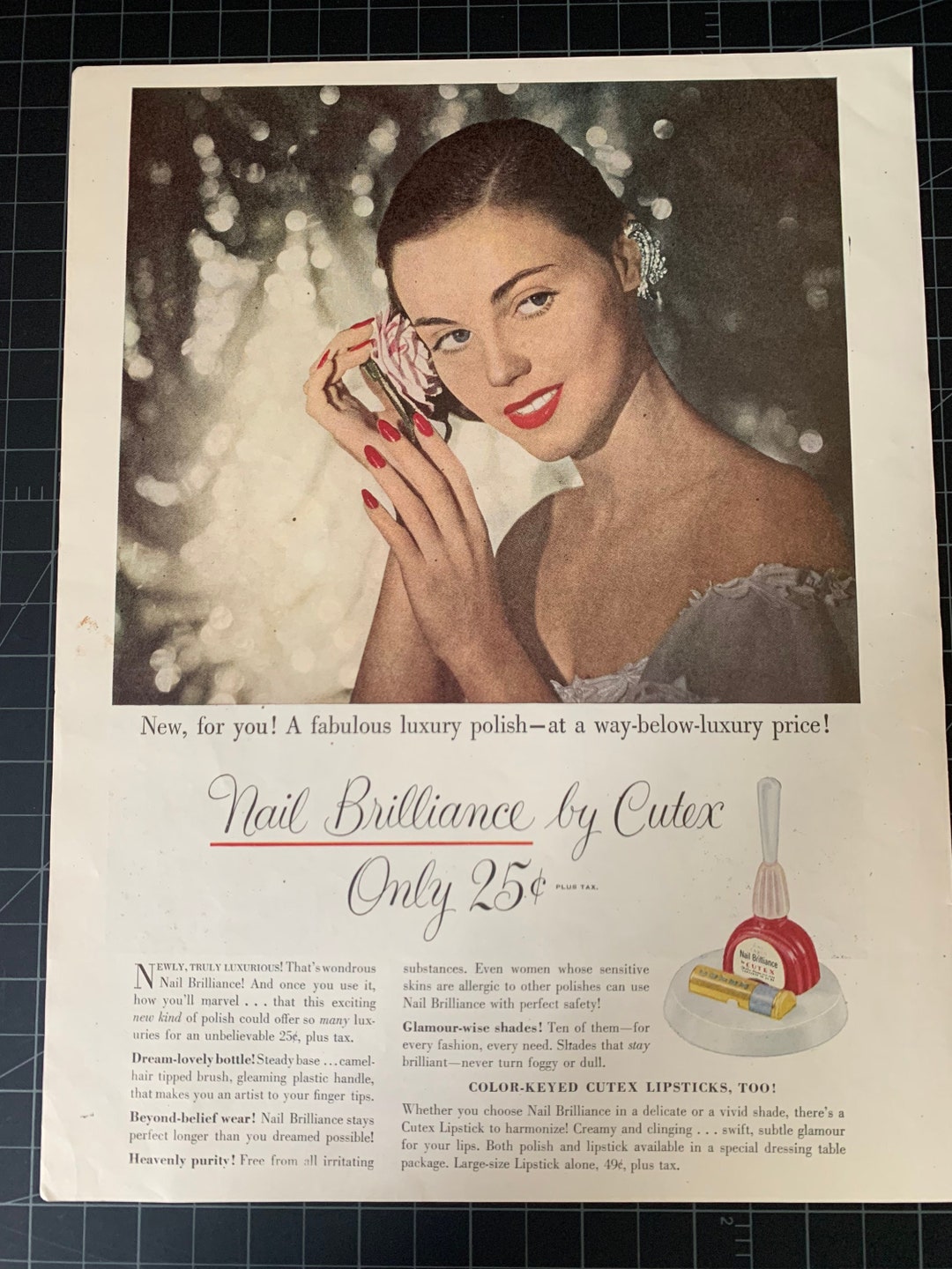 Vintage 1940s Cutex Nail Polish Print Advertisement - Etsy