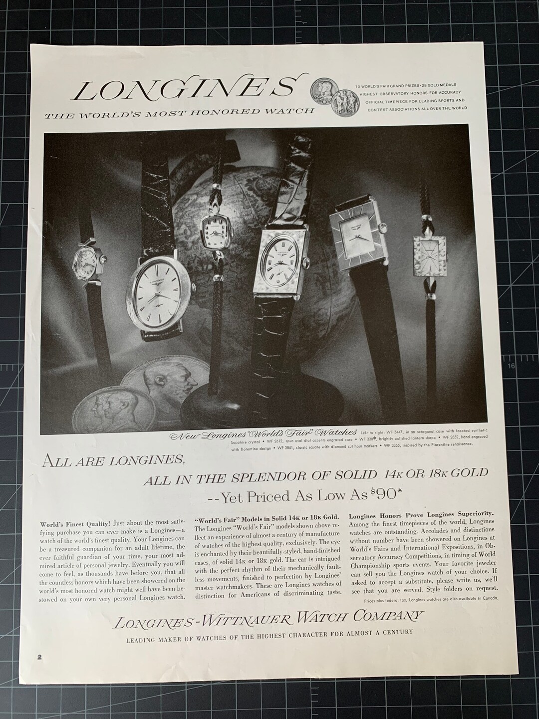 Vintage 1963 Longines Watches Print Ad - Etsy