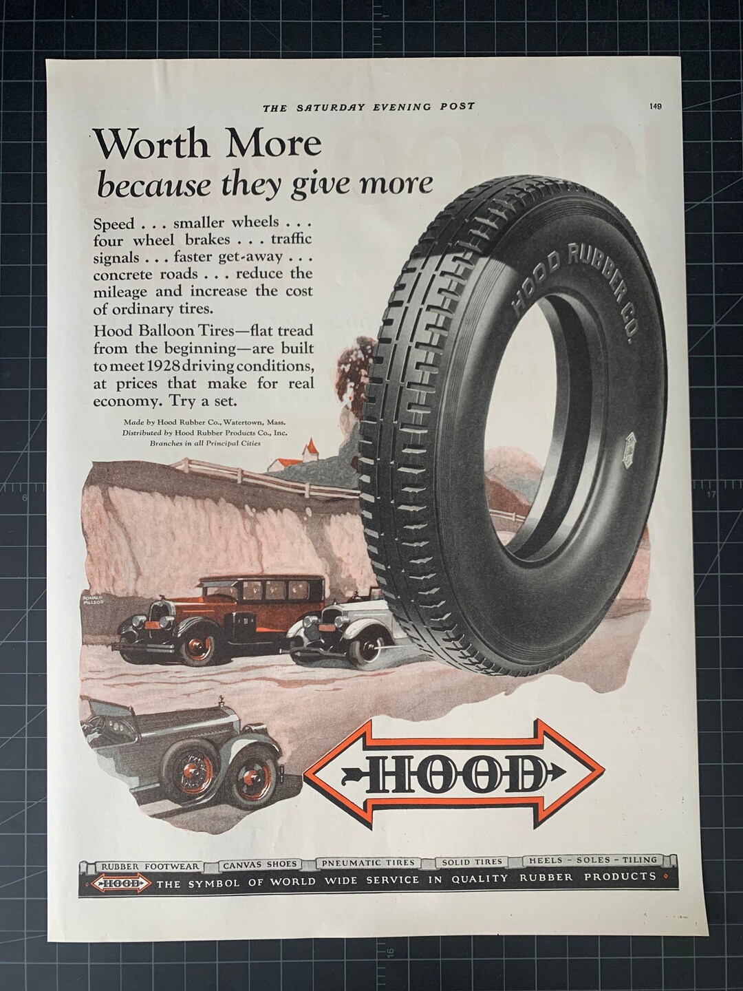 Vintage 1927 Hood Tires Print Ad - Etsy