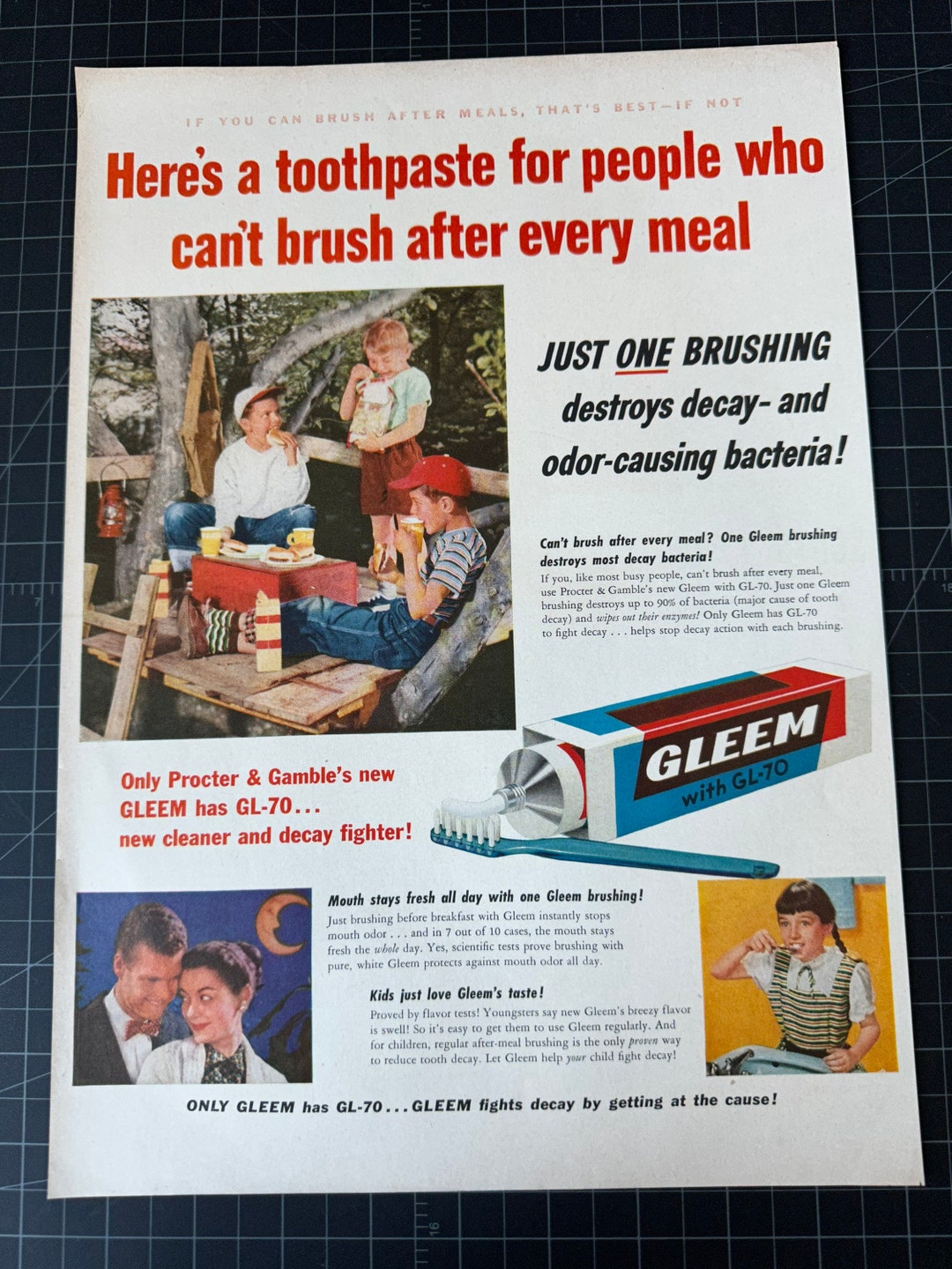 Vintage 1950s Gleem Toothpaste Print Ad - Etsy