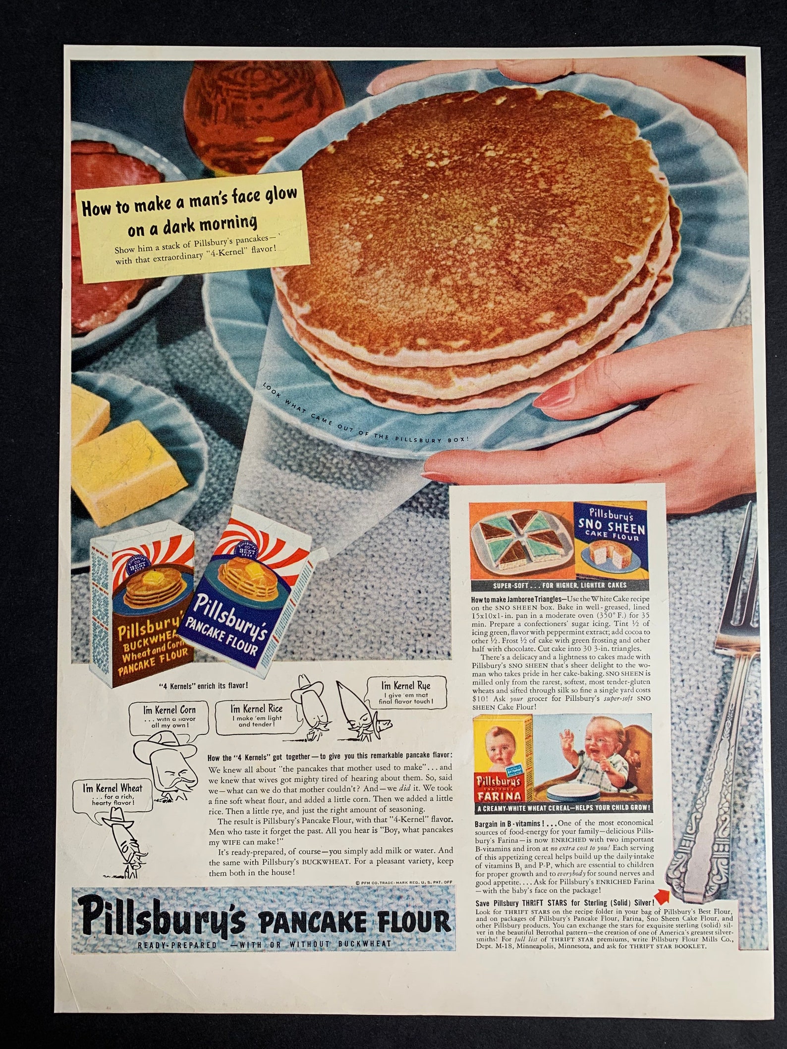 Vintage 1942 Pillsbury Pancake Flour Baking Print Ad | Etsy