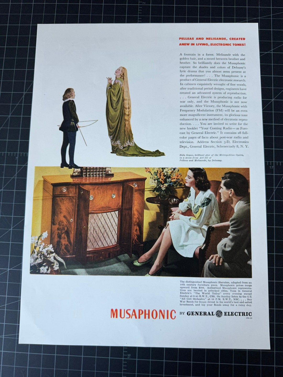 Vintage 1940s General Electric Musophonic Stereo Print Ad - Etsy