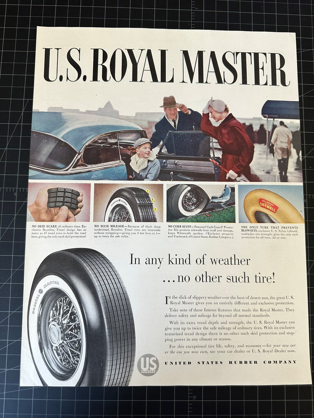 Vintage 1954 US Royal Tires Print Ad - Etsy