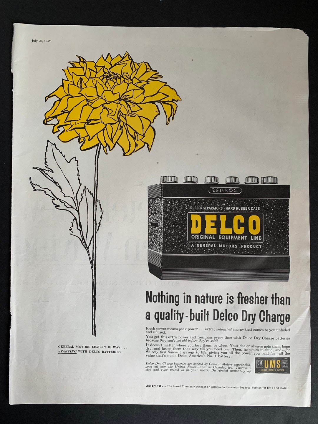 Vintage 1957 Delco Car Battery Advertisement Retro Gift Decor - Etsy