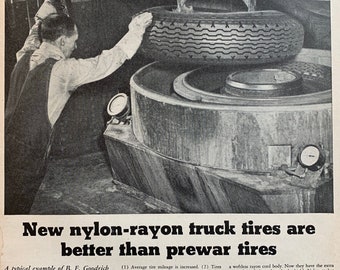 1943 WWII WW2 B.F. Goodrich Tires Vintage Ad First in Rubber Panel ...