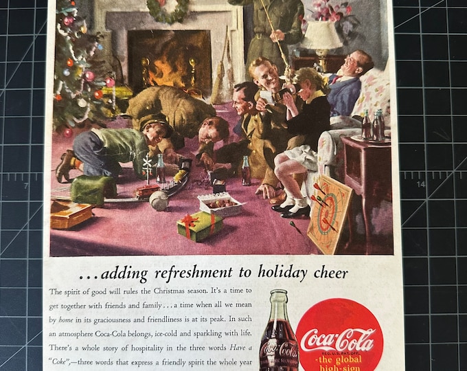 Vintage 1944 Coca-cola Christmas Print Advertisement - Etsy