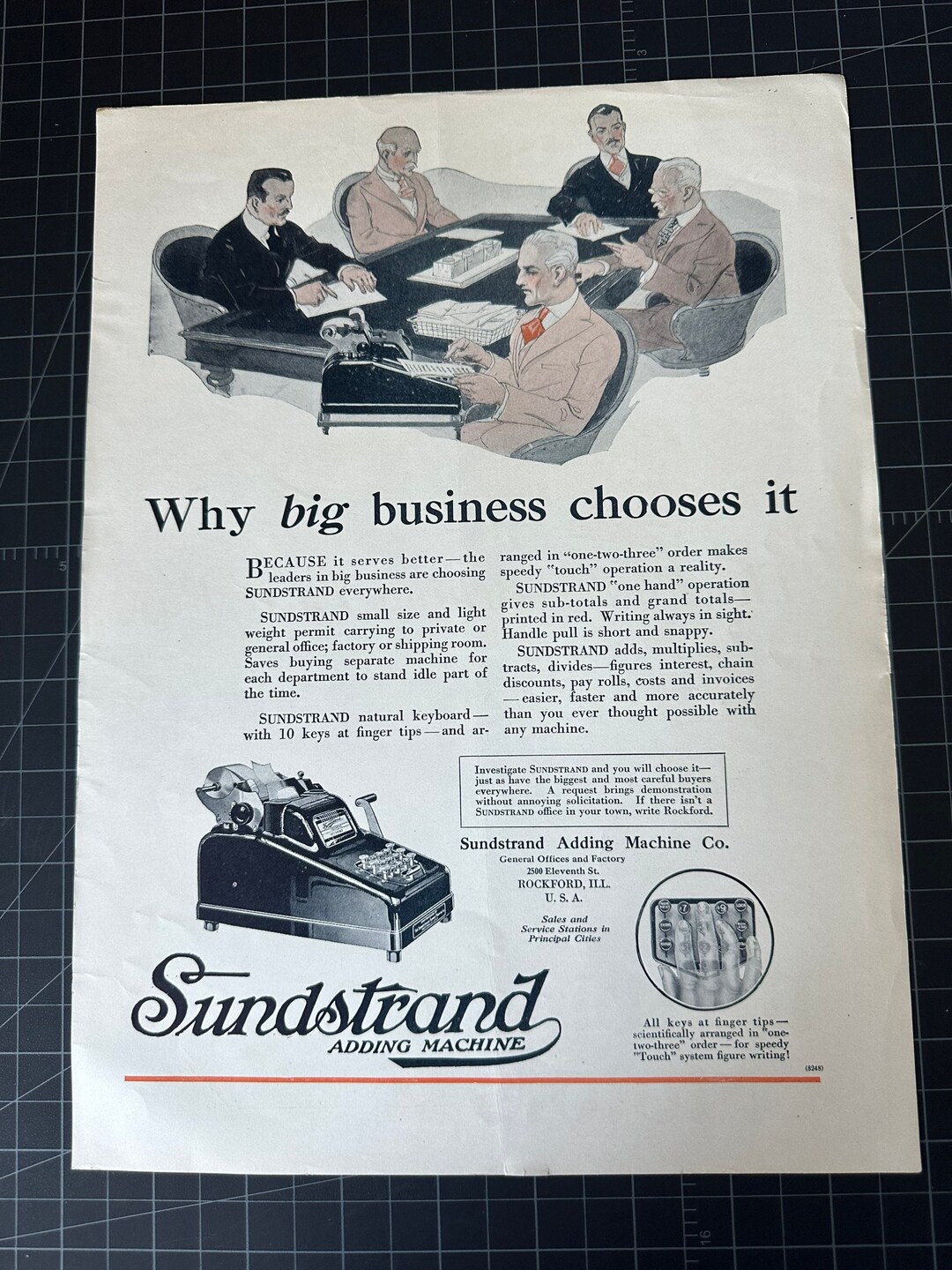 Vintage 1910s Sunstrand Adding Machine Print Advertisement - Etsy