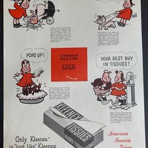Vintage 1940s Kleenex Tissues Little Lulu Print Advertisement - Etsy