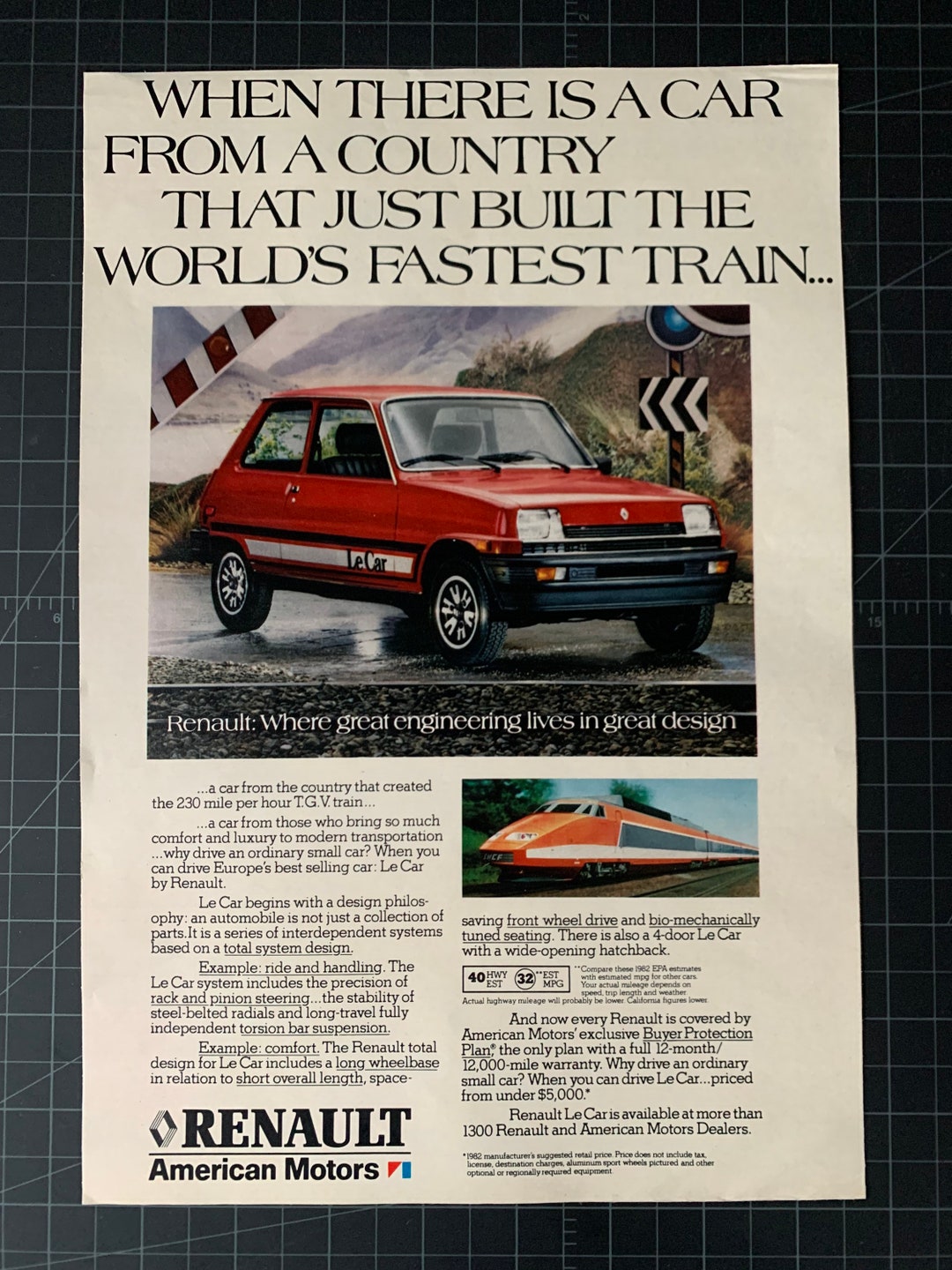 Vintage 1982 Renault Print Advertisement - Etsy