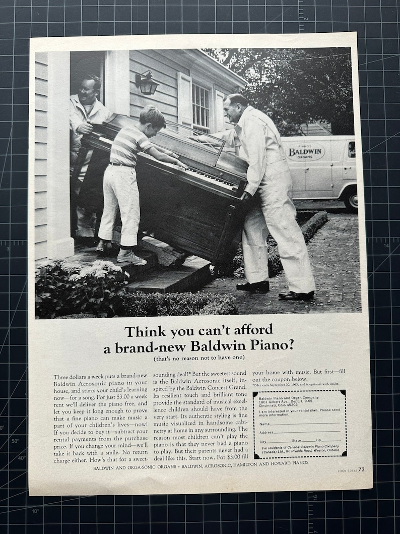 Vintage 1965 Baldwin Piano Original Print Ad - Etsy