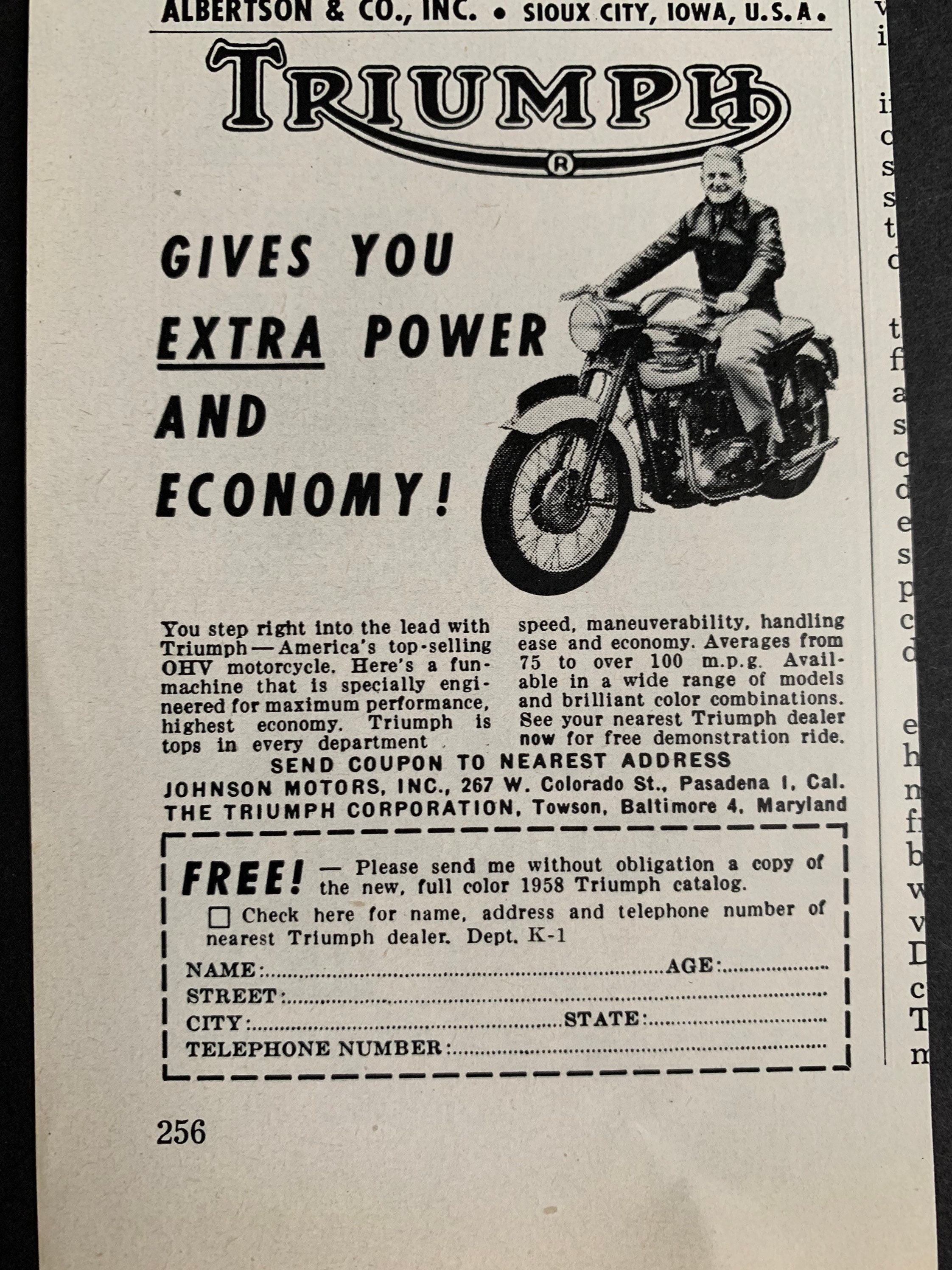 Vintage Triumph Motorcycle Ads