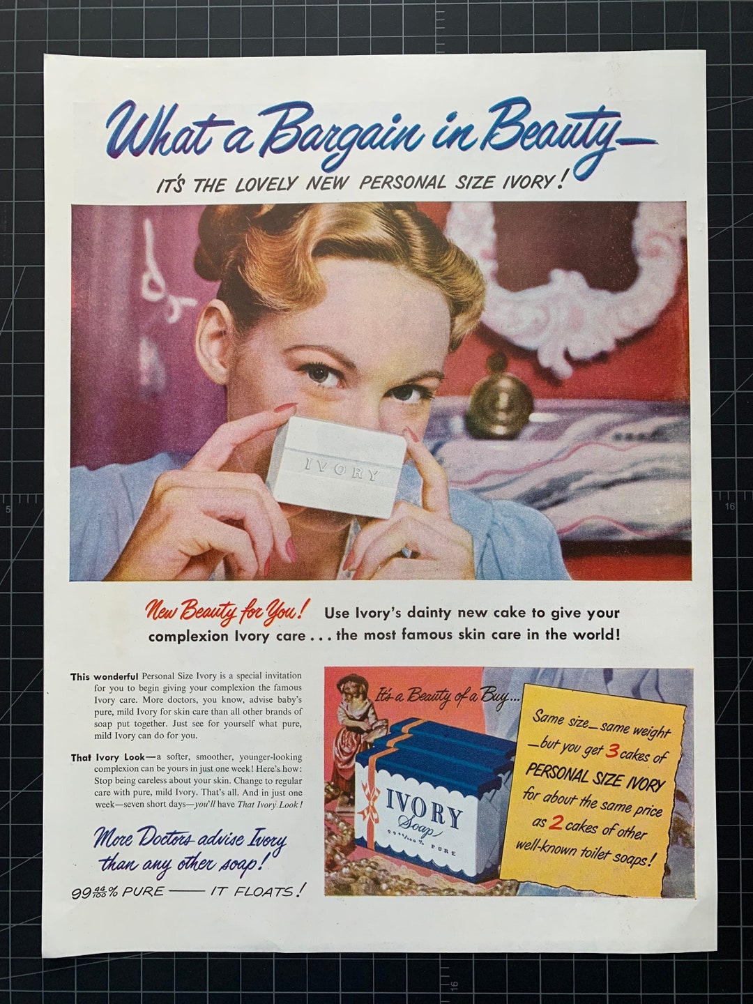 Vintage 1948 Ivory Soap Print Ad - Etsy