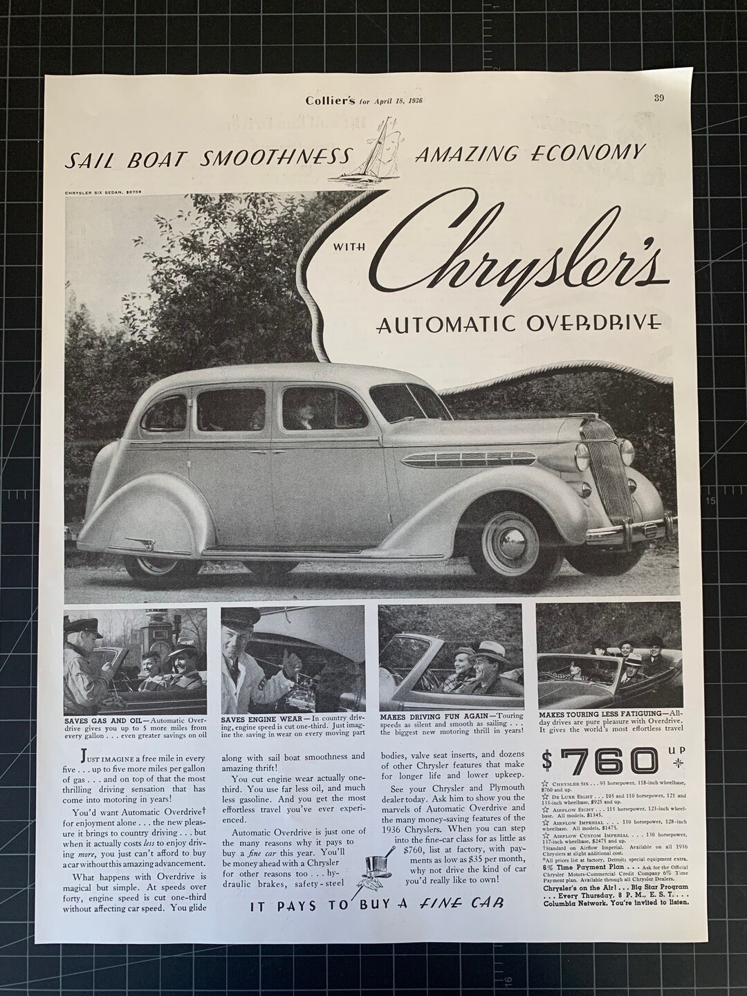 Vintage 1936 Chrysler Print Advertisement - Etsy