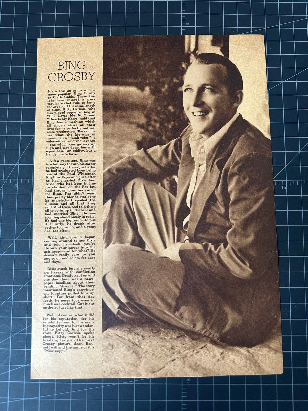 Rare Vintage 1930s Bing Crosby Portraitvintage - Etsy