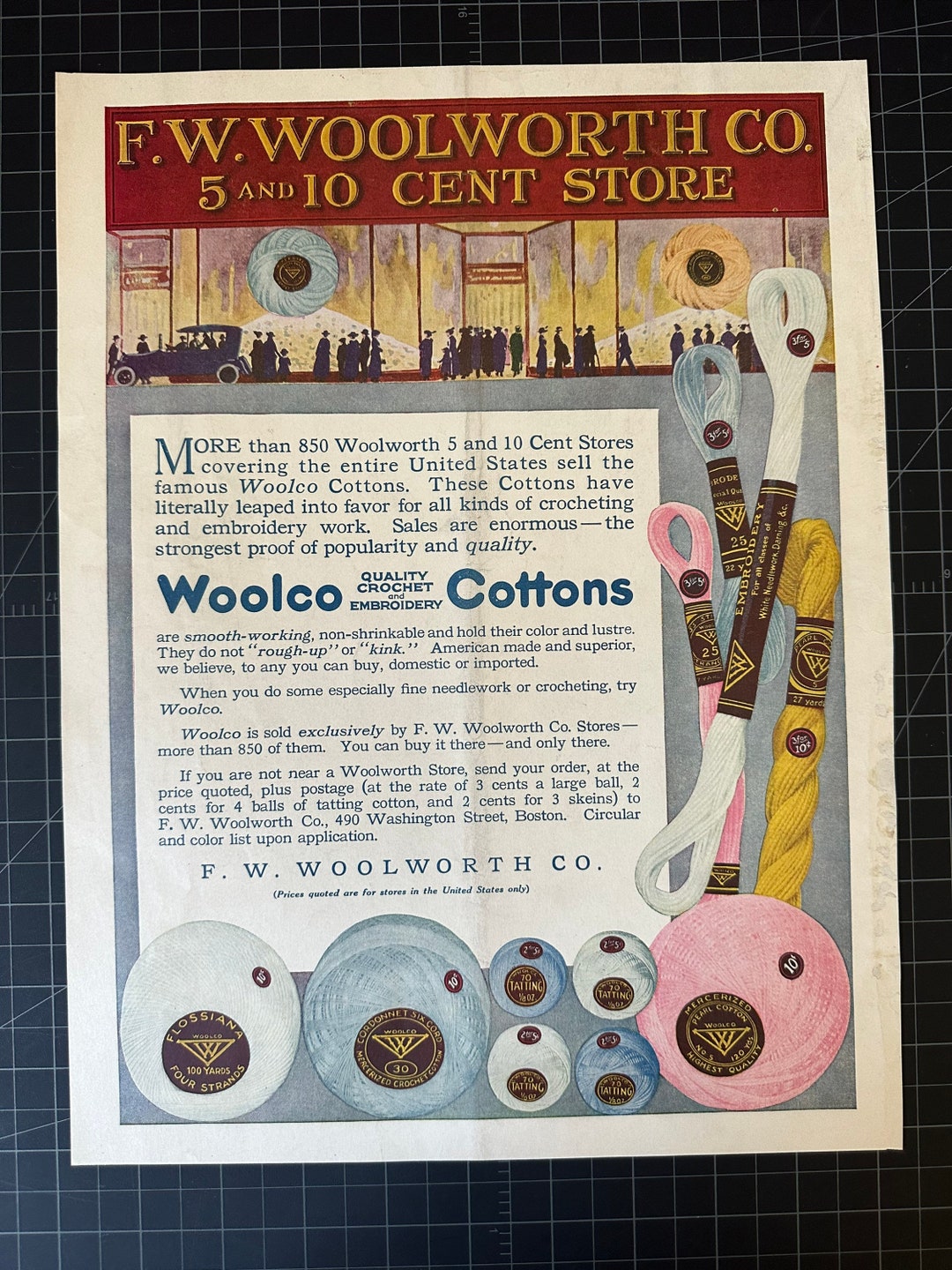Vintage 1910s Woolworths Store Woolco Cottons Print Ad - Etsy