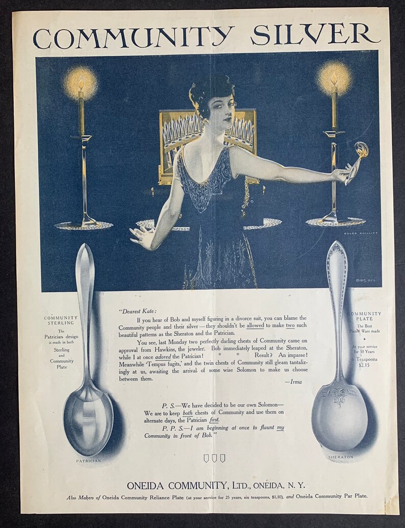 Rare Vintage 1915 Community Silver Oneida Community Print Ad - Etsy
