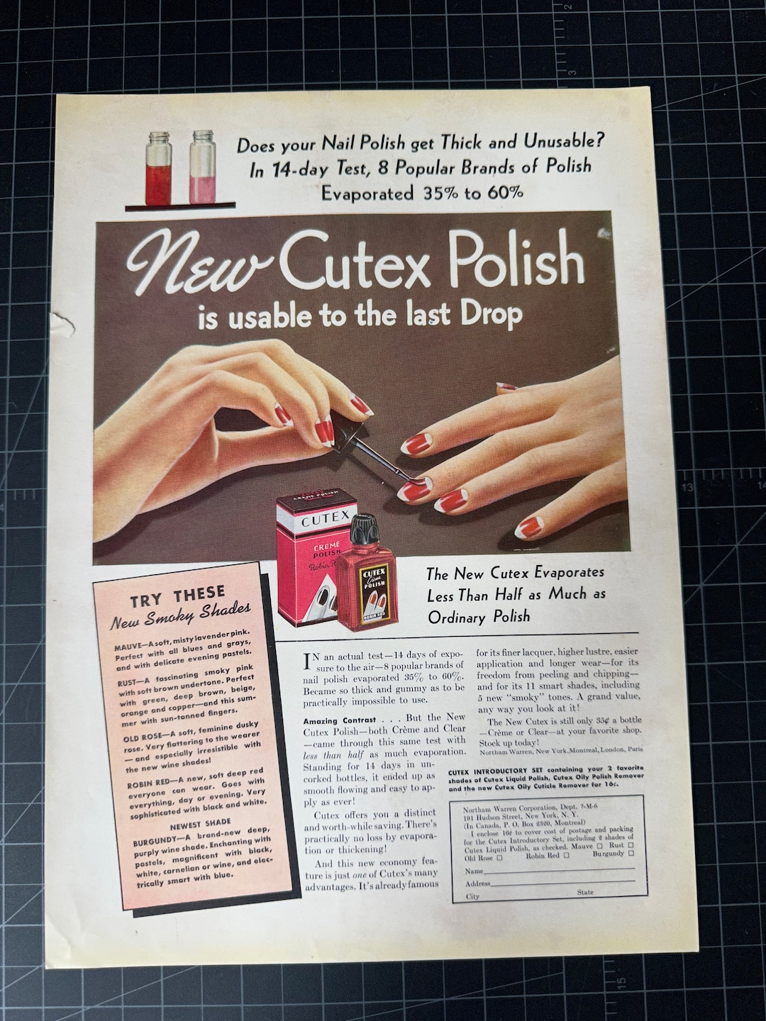 Vintage 1940s Cutex Nail Polish Print Advertisement - Etsy