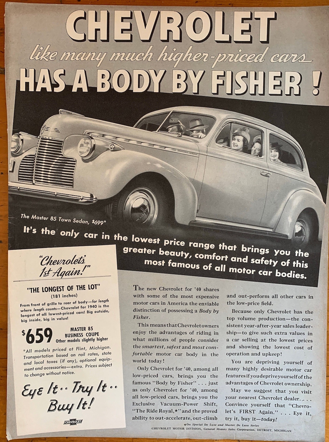 Vintage 1940s Chevrolet Original Print Ad - Etsy