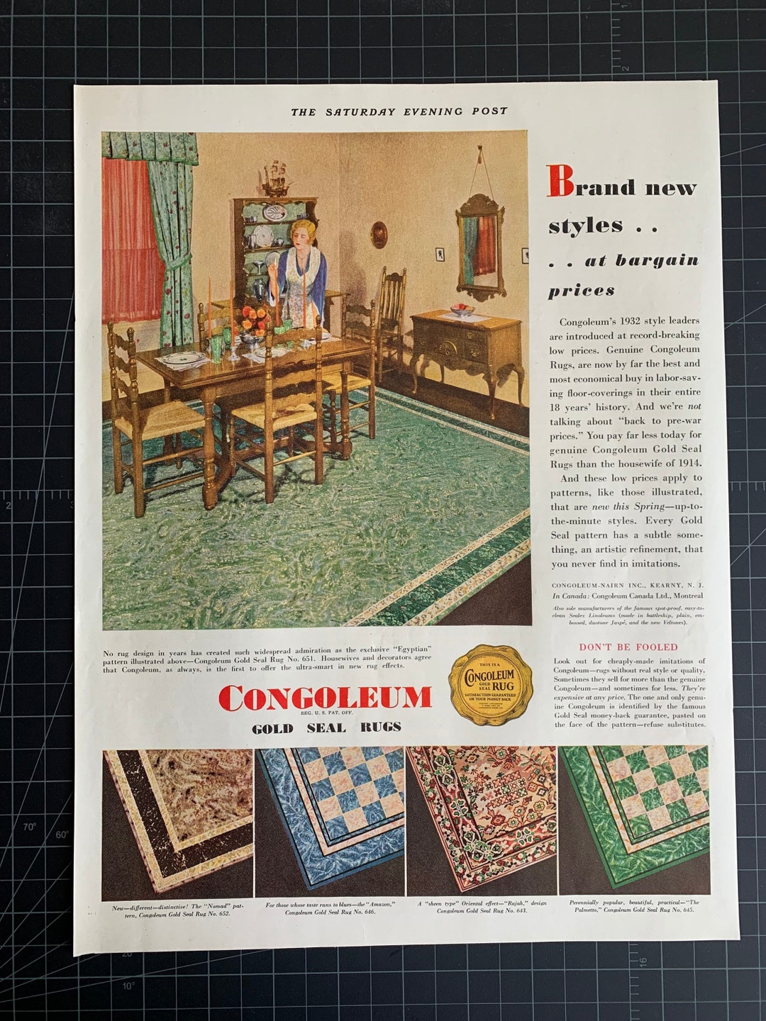 Vintage 1932 Congoleum Rugs Print Ads - Etsy