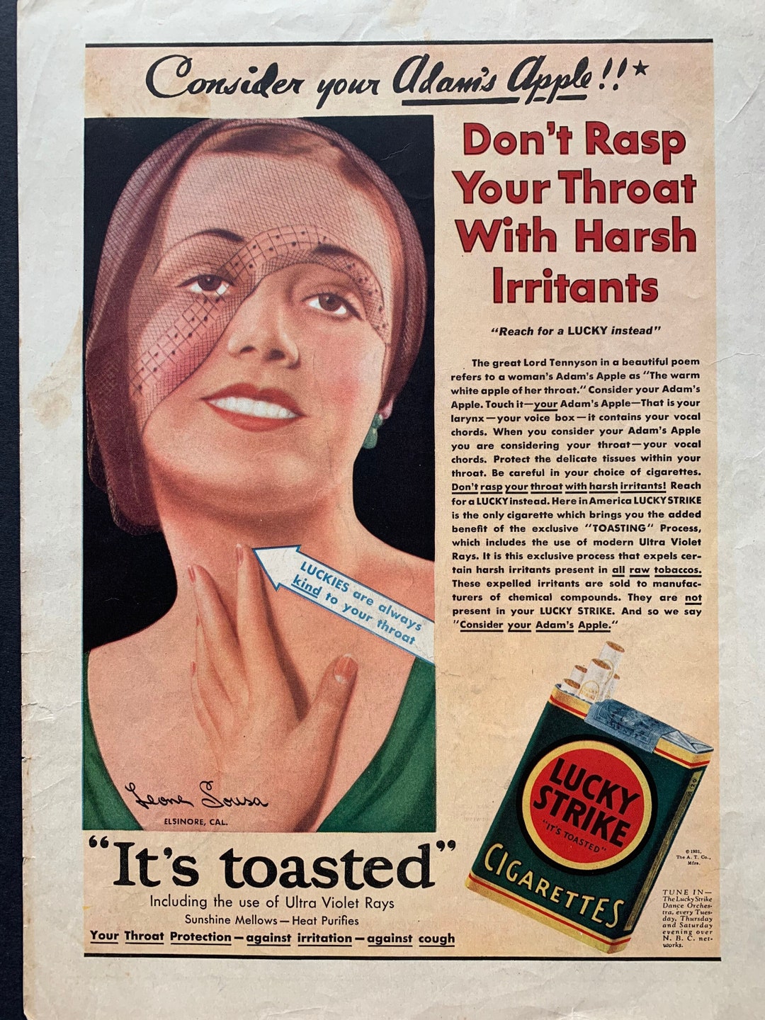 Vintage 1931 Lucky Strike Cigarettes Advertisement Retro Gift Decor - Etsy