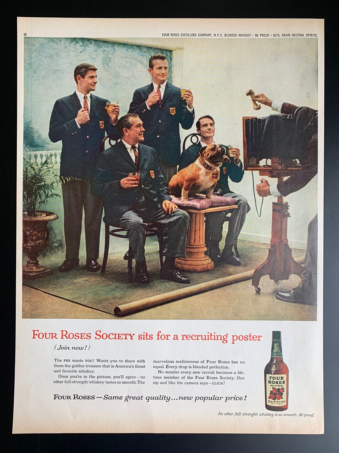 Vintage 1960 Four Roses Whiskey Print Advertisement - Etsy