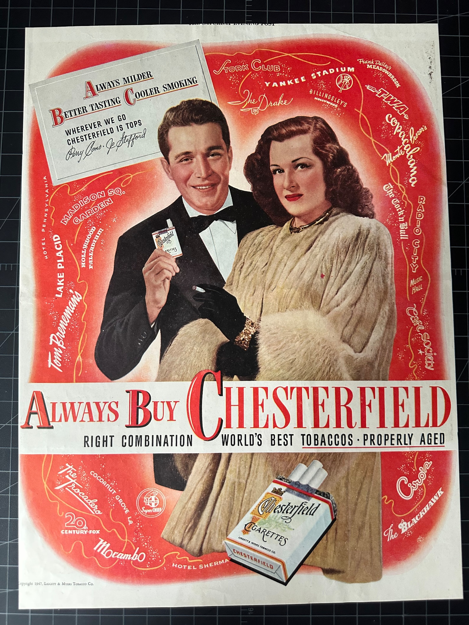 Vintage 1947 Chesterfield Cigarettes Print Ad Jo Stafford - Etsy