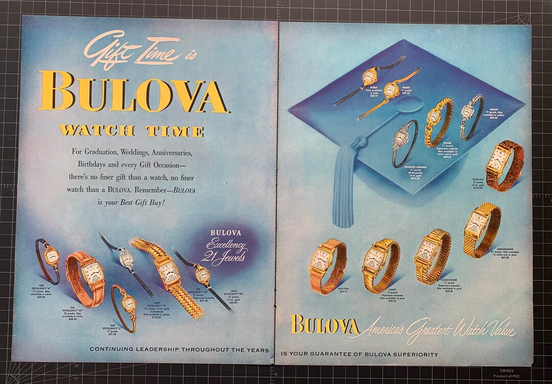 Vintage 1949 Bulova Watches 2-page Print Ad - Etsy