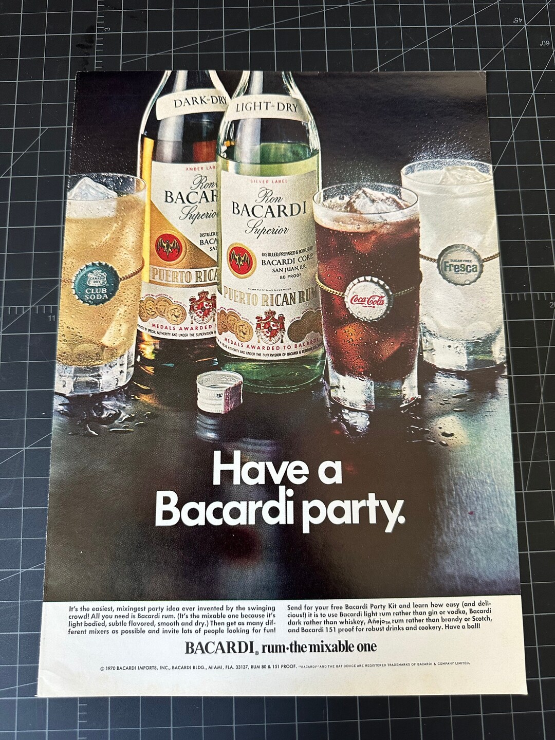 Vintage 1970 Bacardi Rum Original Print Ad - Etsy