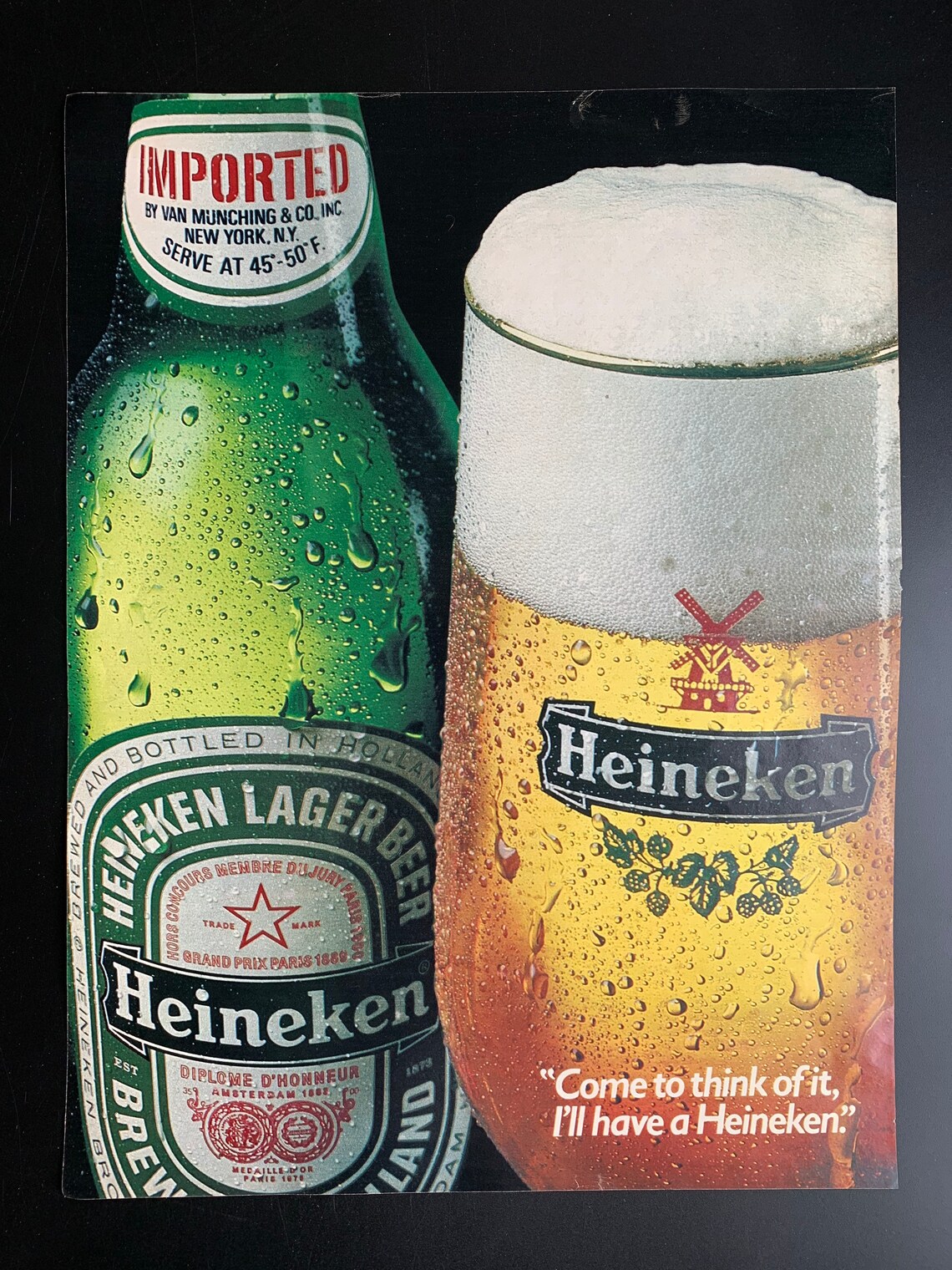 Vintage 1970s Heinekan Beer Print Ad | Etsy