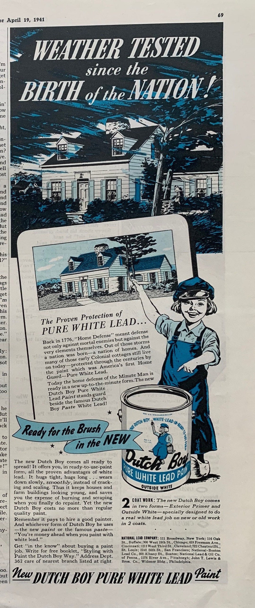 Vintage 1941 Dutch Boy Lead Paint Ad, Ww2 Era - Etsy