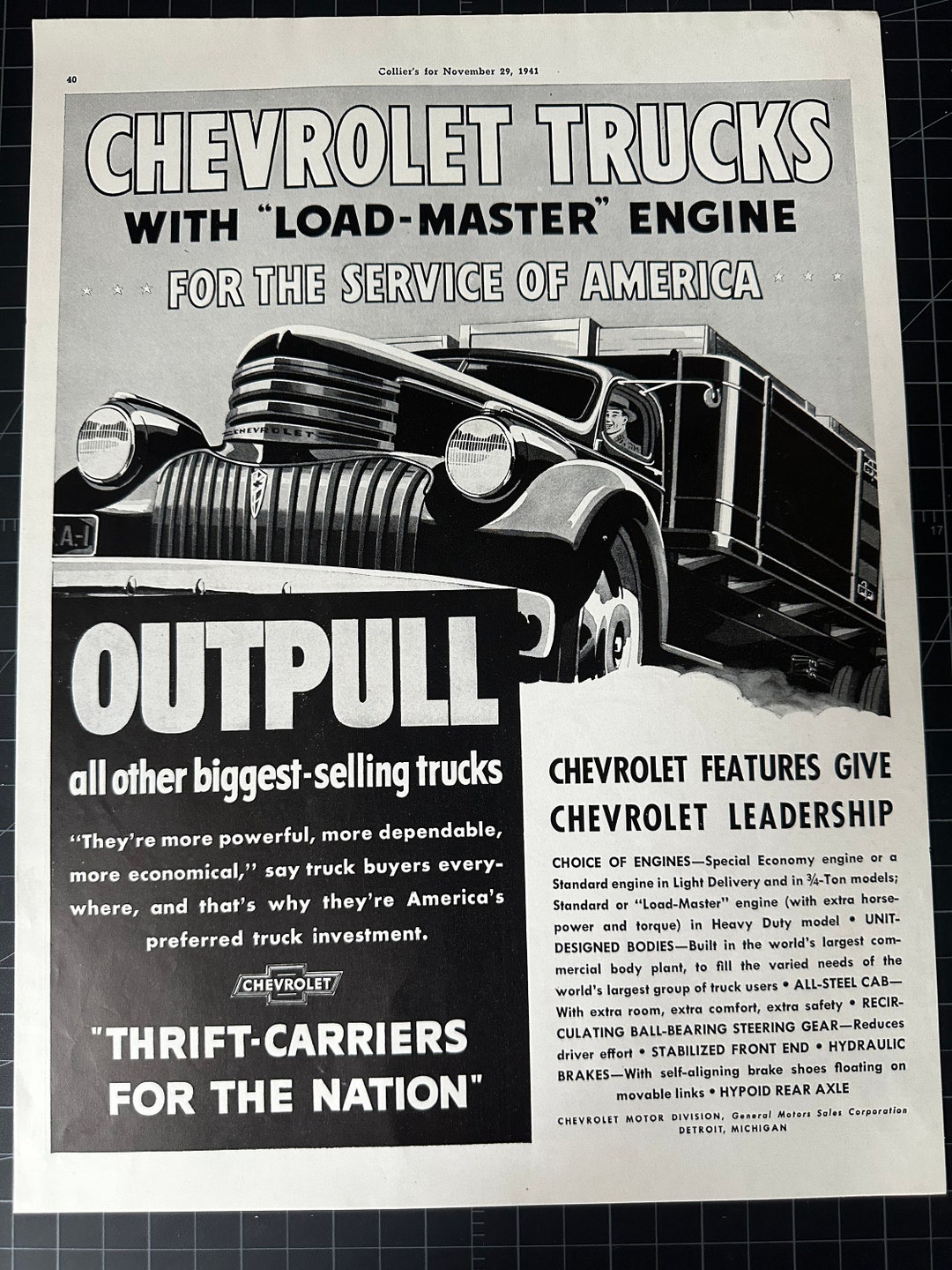 Vintage 1941 Chevrolet Trucks Print Advertisement - Etsy