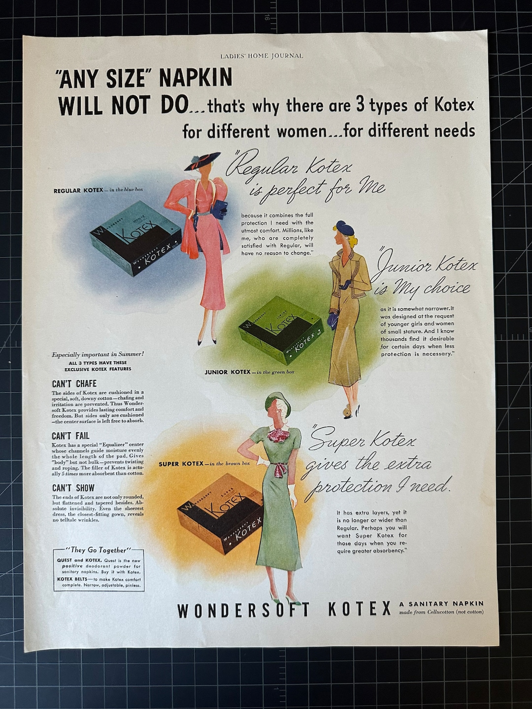 Vintage 1936 Kotex Print Advertisement - Etsy