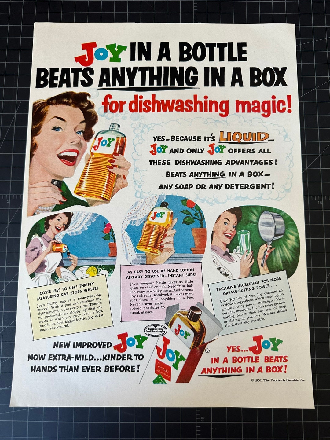 Vintage 1952 Joy Dish Detergent Print Advertisement - Etsy