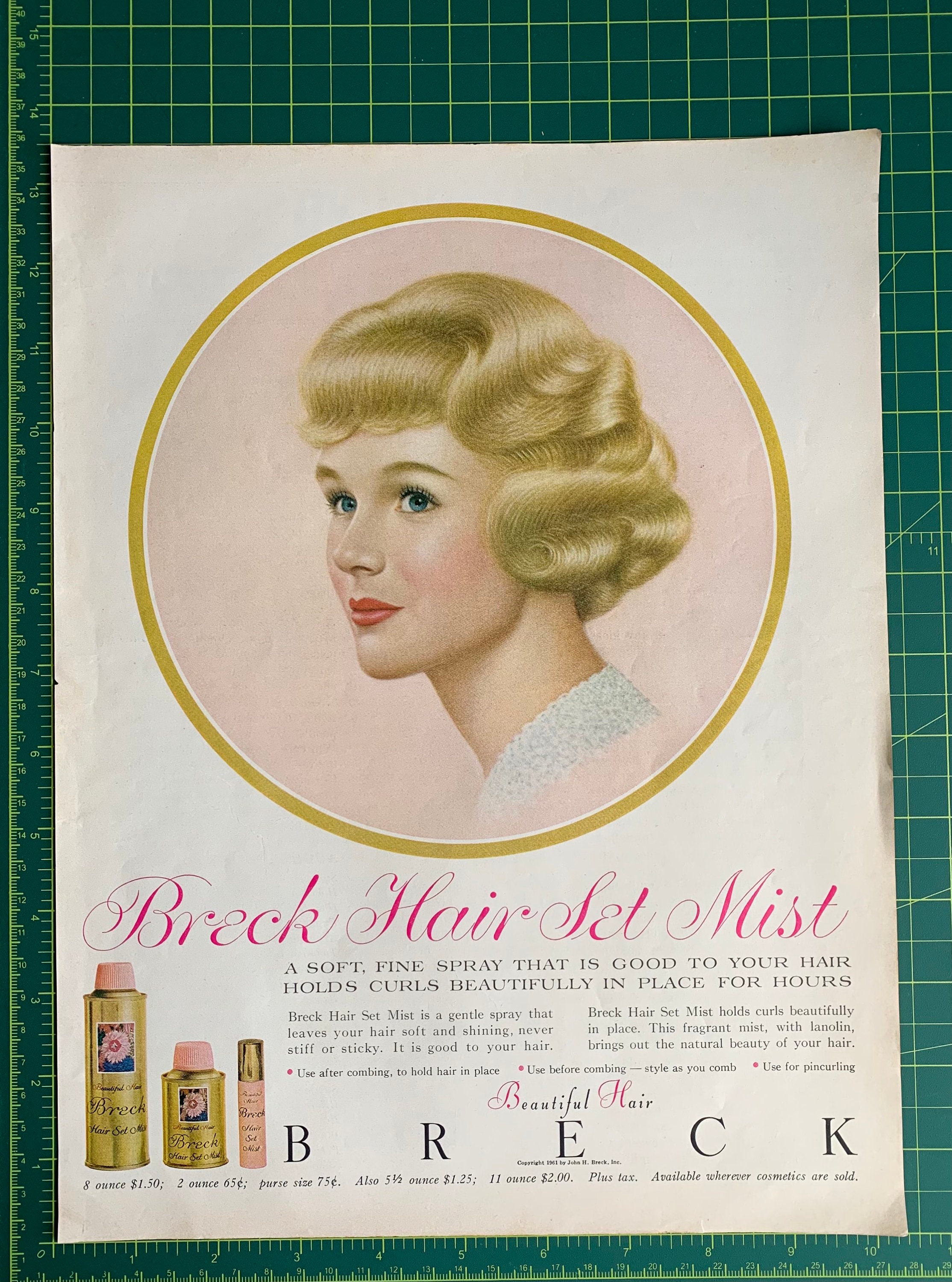 Vintage 1961 Breck Hair Set Mist Print Ad | Etsy