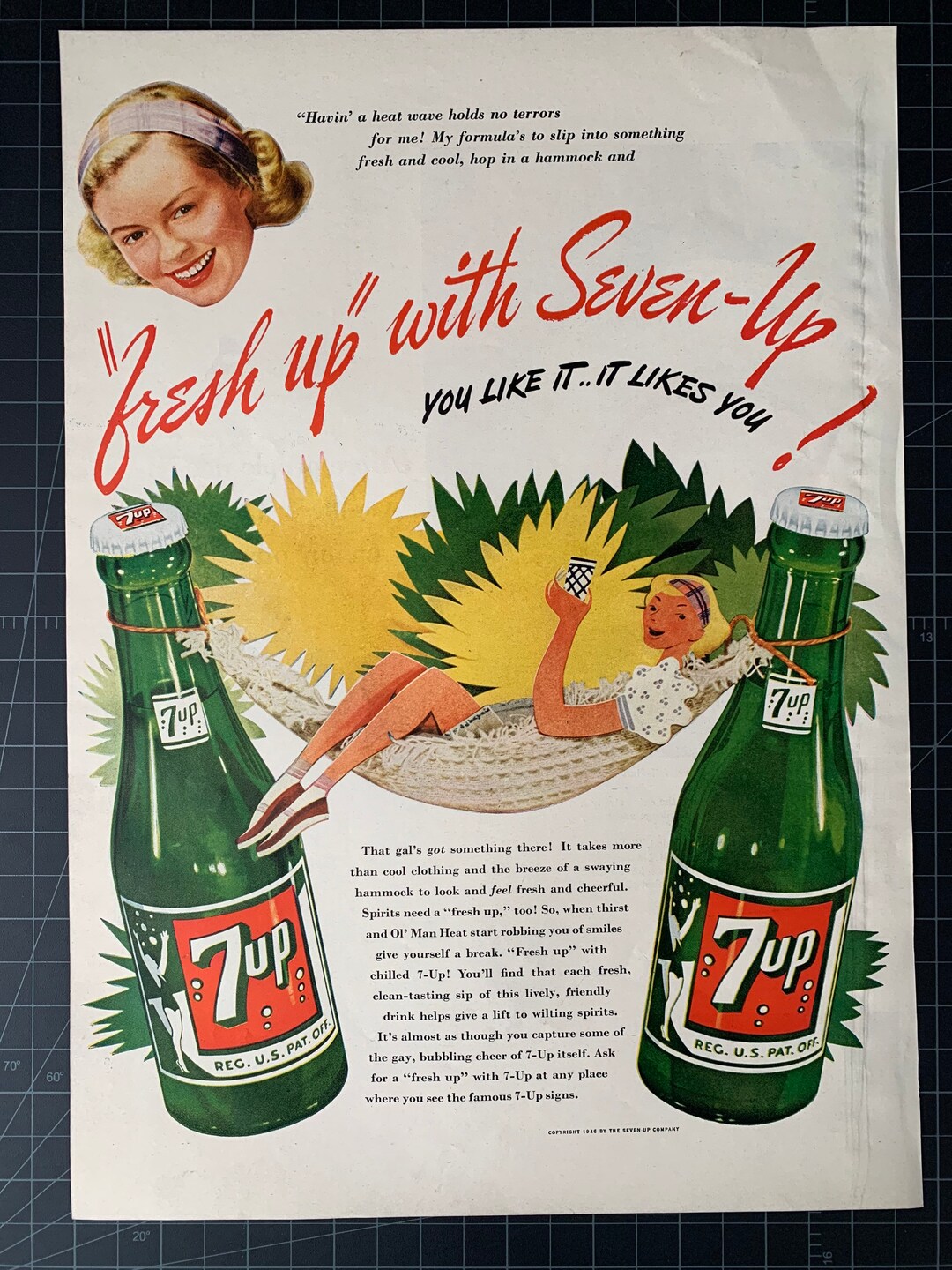 Vintage 1946 7UP Soda Print Advintage Retro Gift Decor - Etsy