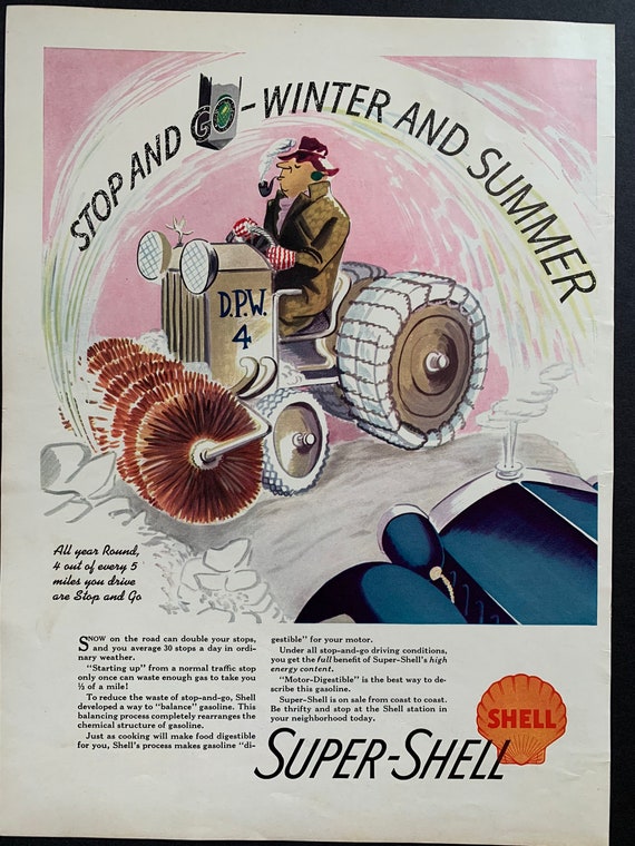 Vintage 1937 Shell Super-Shell Gasoline Ad | Etsy