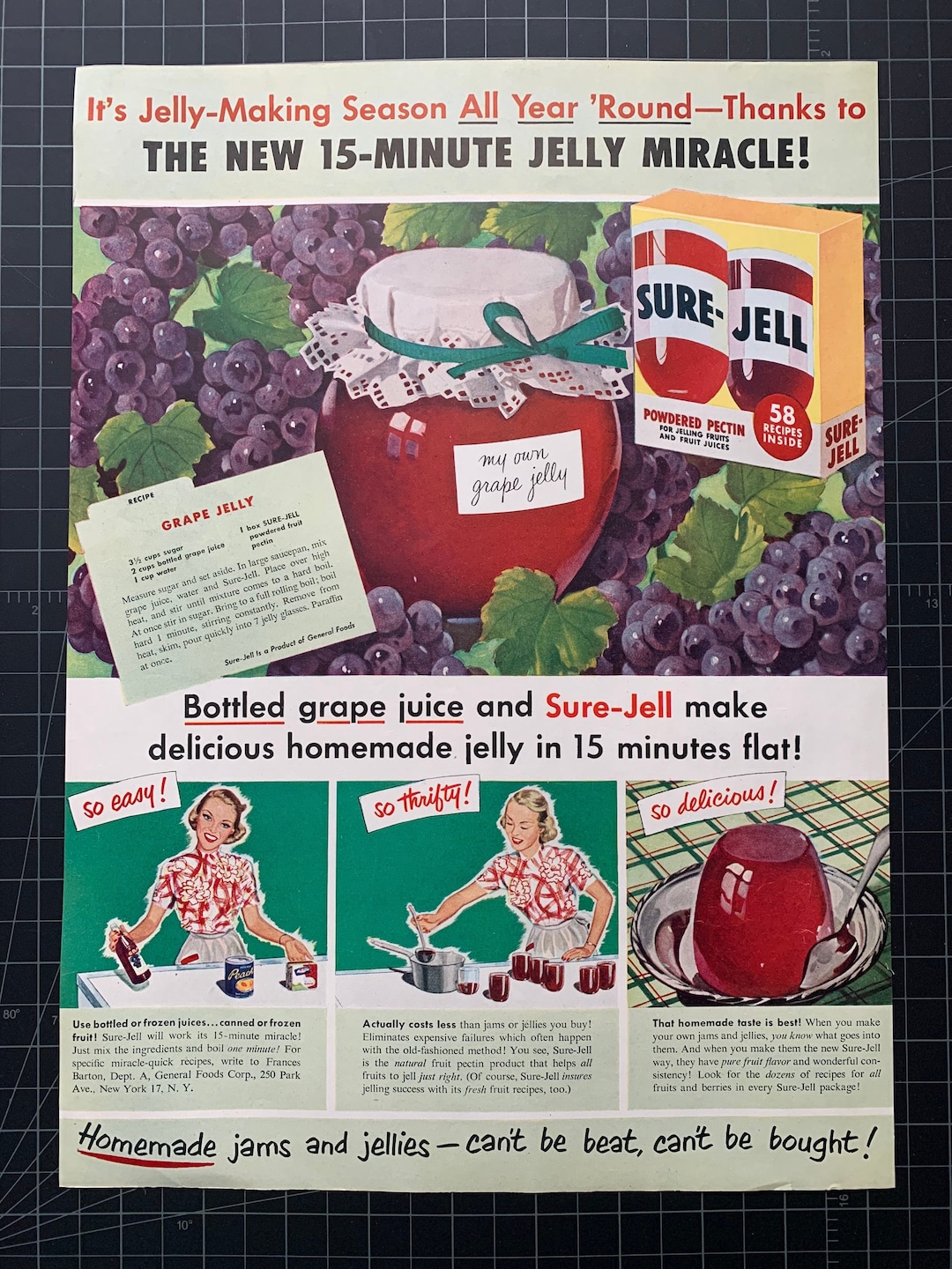 Vintage 1951 Sure-jell Jam Print Advertisement - Etsy