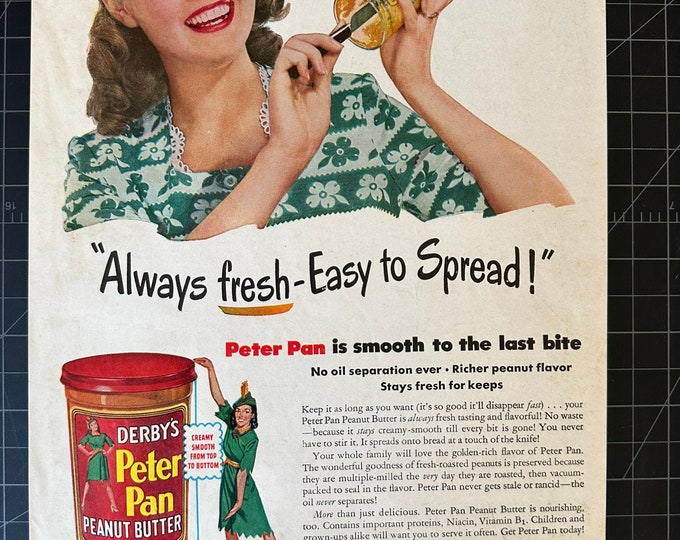 Vintage 1948 Peter Pan Peanut Butter Print Advertisement - Etsy