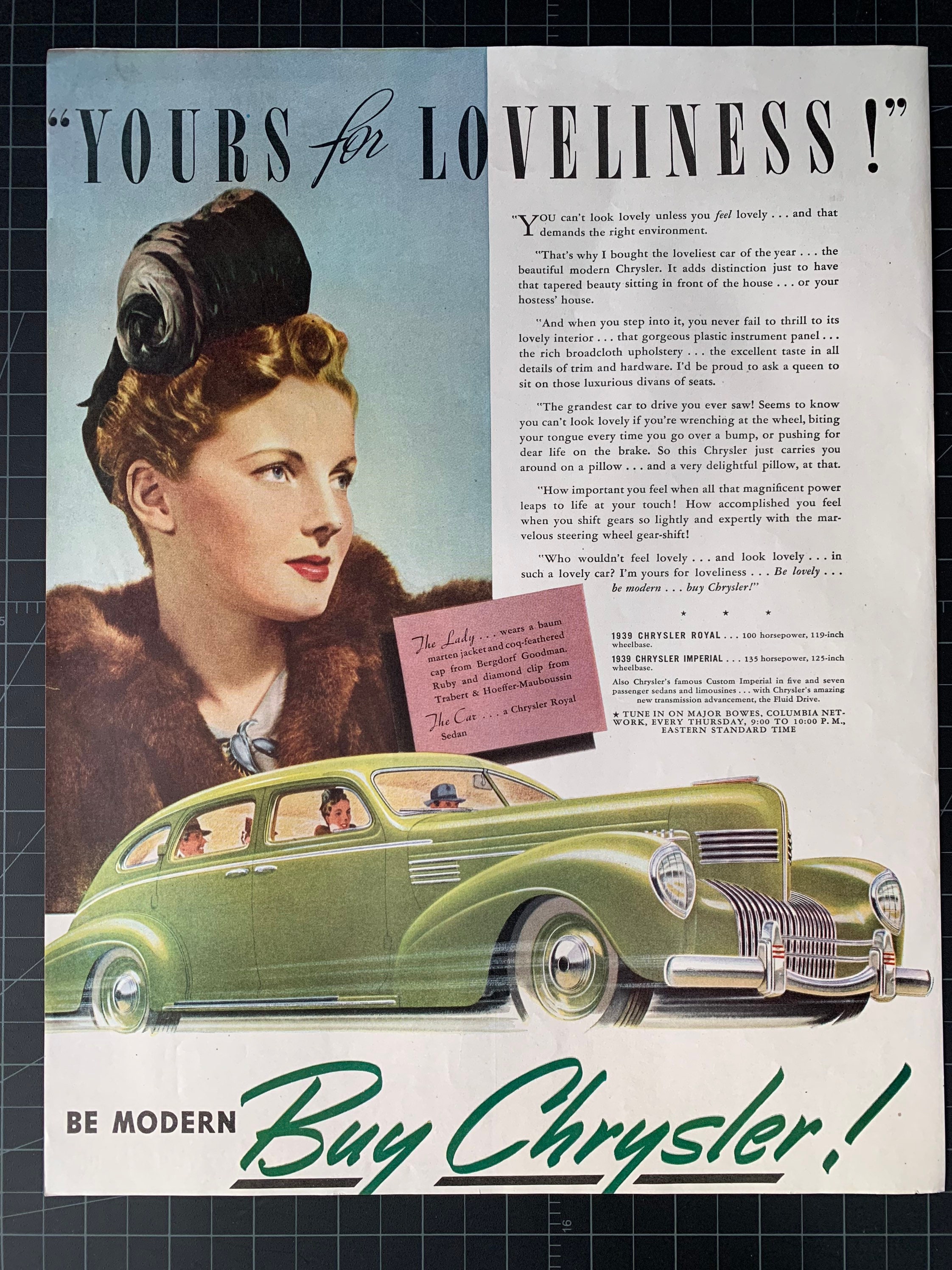 Vintage 1939 Chrysler Print Ad - Etsy