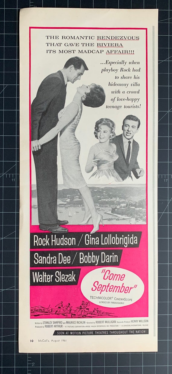 Vintage 1961 Come September Film Print Ad | Etsy