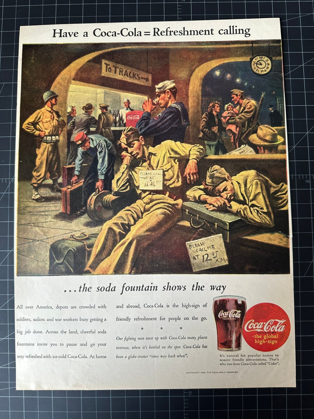 Vintage 1944 Coca-cola Wwii Print Advertisement - Etsy