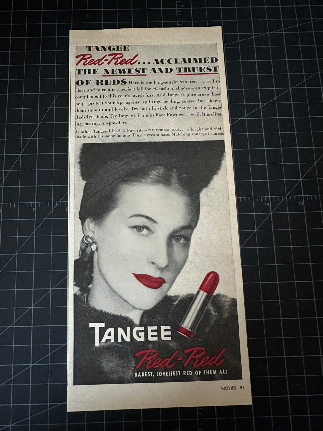 Vintage 1940s Tangee Lipstick Print Advertisement - Etsy