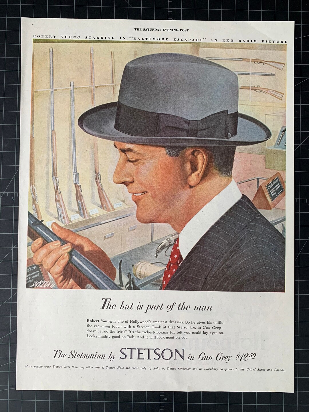 Vintage 1949 Stetson Hate Stetsonian Print Advertisement - Etsy