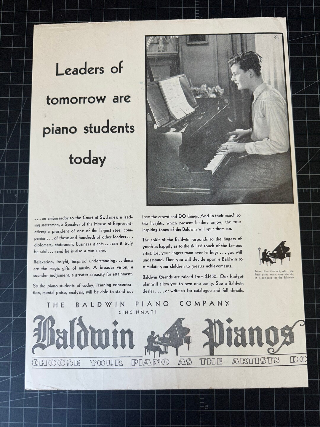 Vintage 1930 Baldwin Piano Print Ad - Etsy
