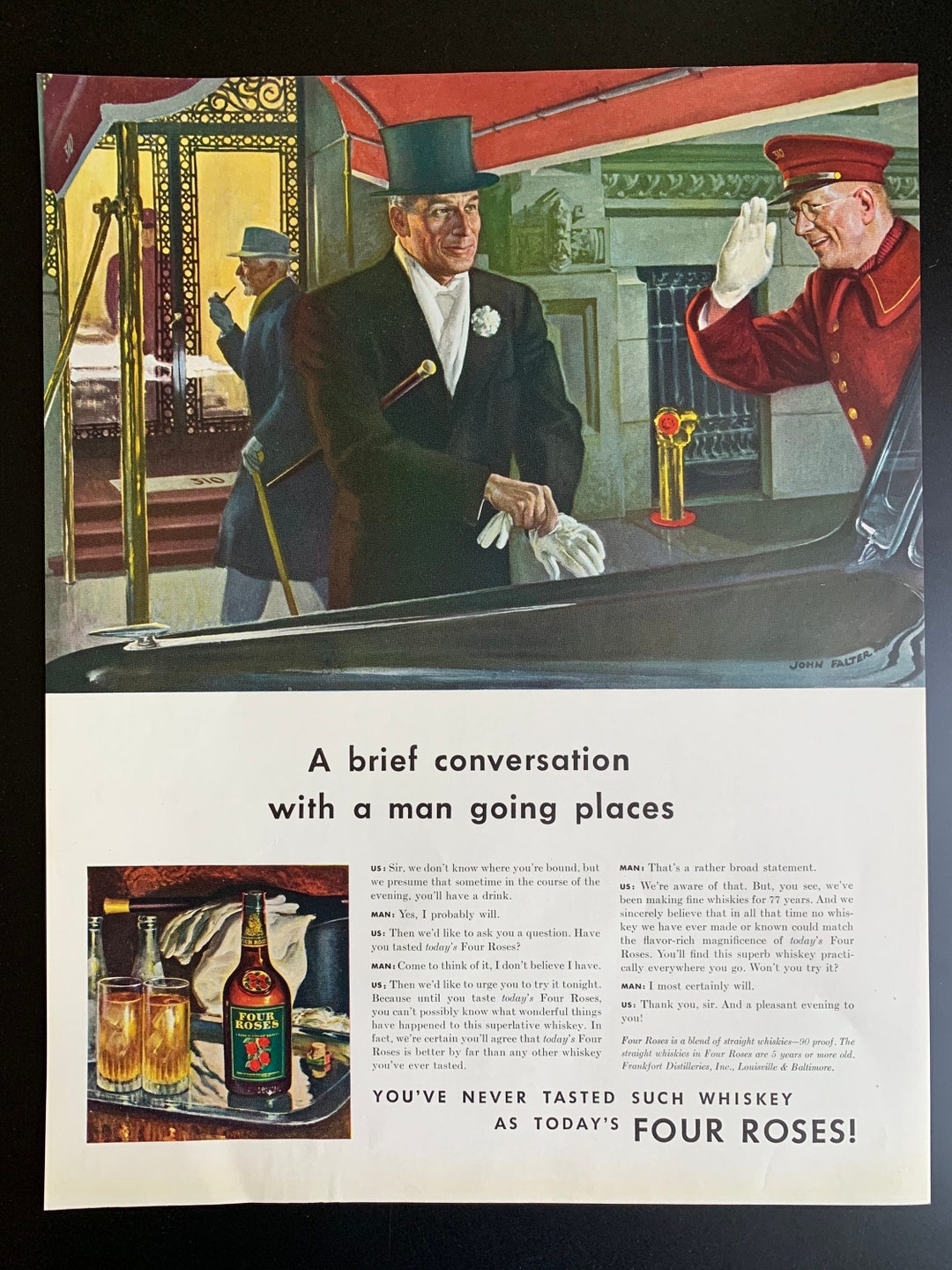 Vintage 1942 Four Roses Whiskey Print Ad - Etsy