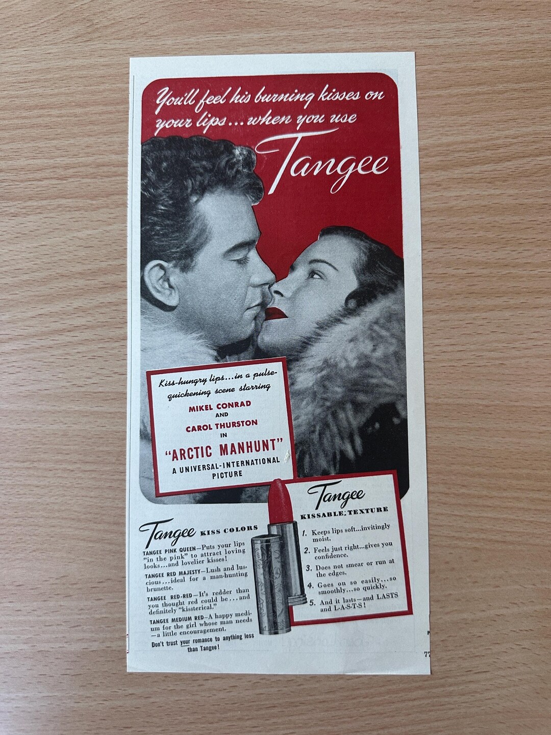 Vintage 1940s Tangee Lipstick Print Advertisement - Etsy