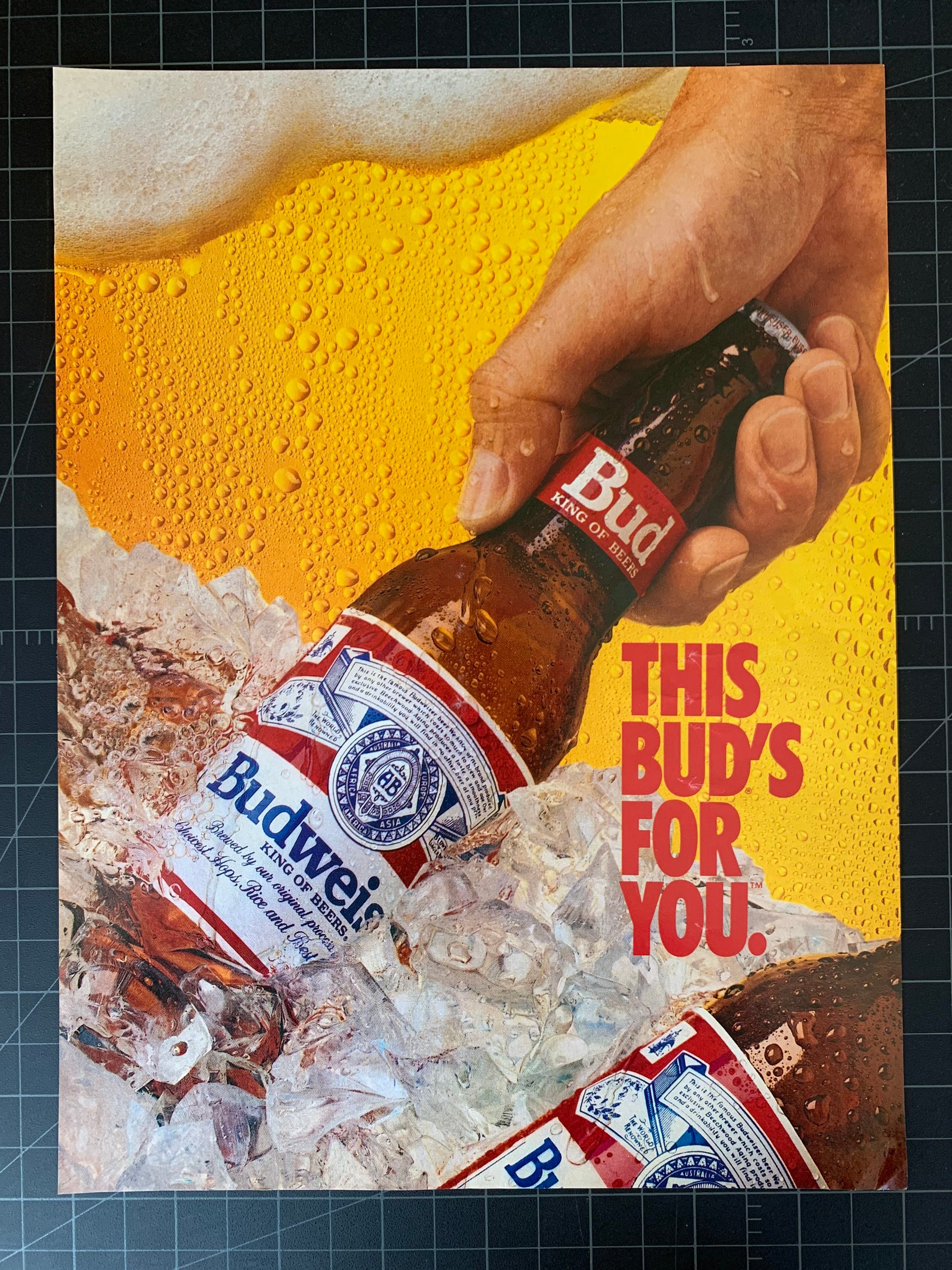 Digital Prints Prints Vintage original 1980s 1987 Budweiser logo bar ...