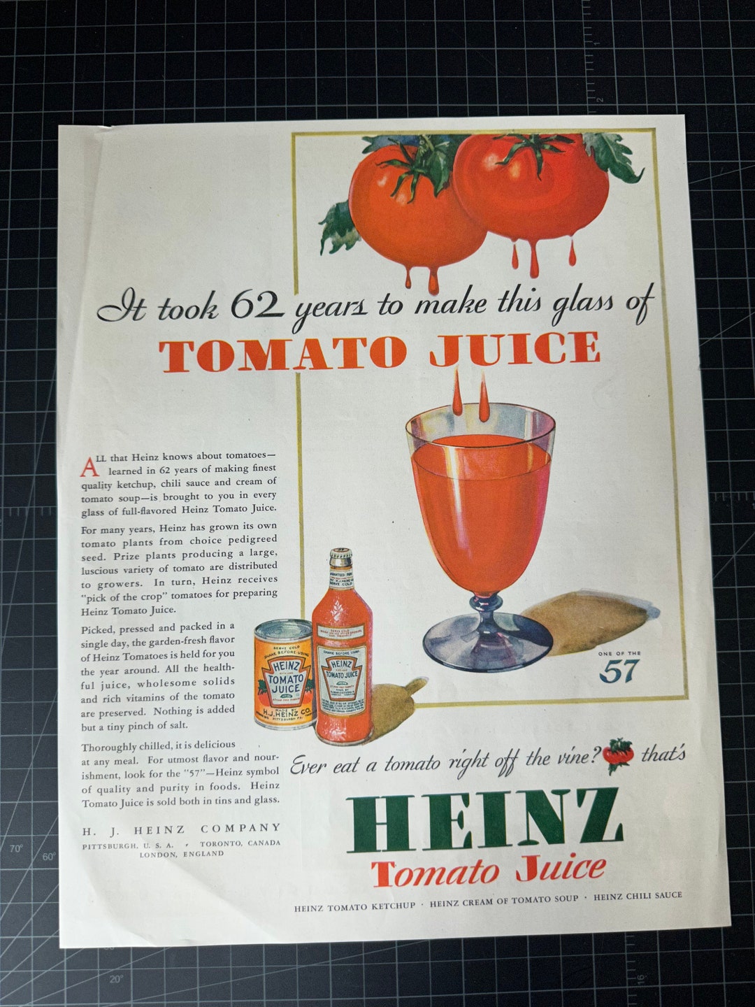 Vintage 1930s Heinz Tomato Juice Print Advertisement - Etsy