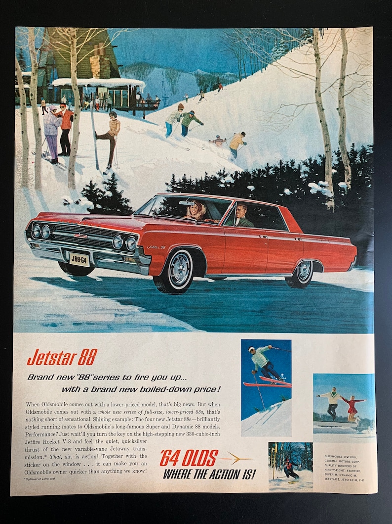 Vintage 1964 Oldsmobile Jetstar 88 Print Ad - Etsy